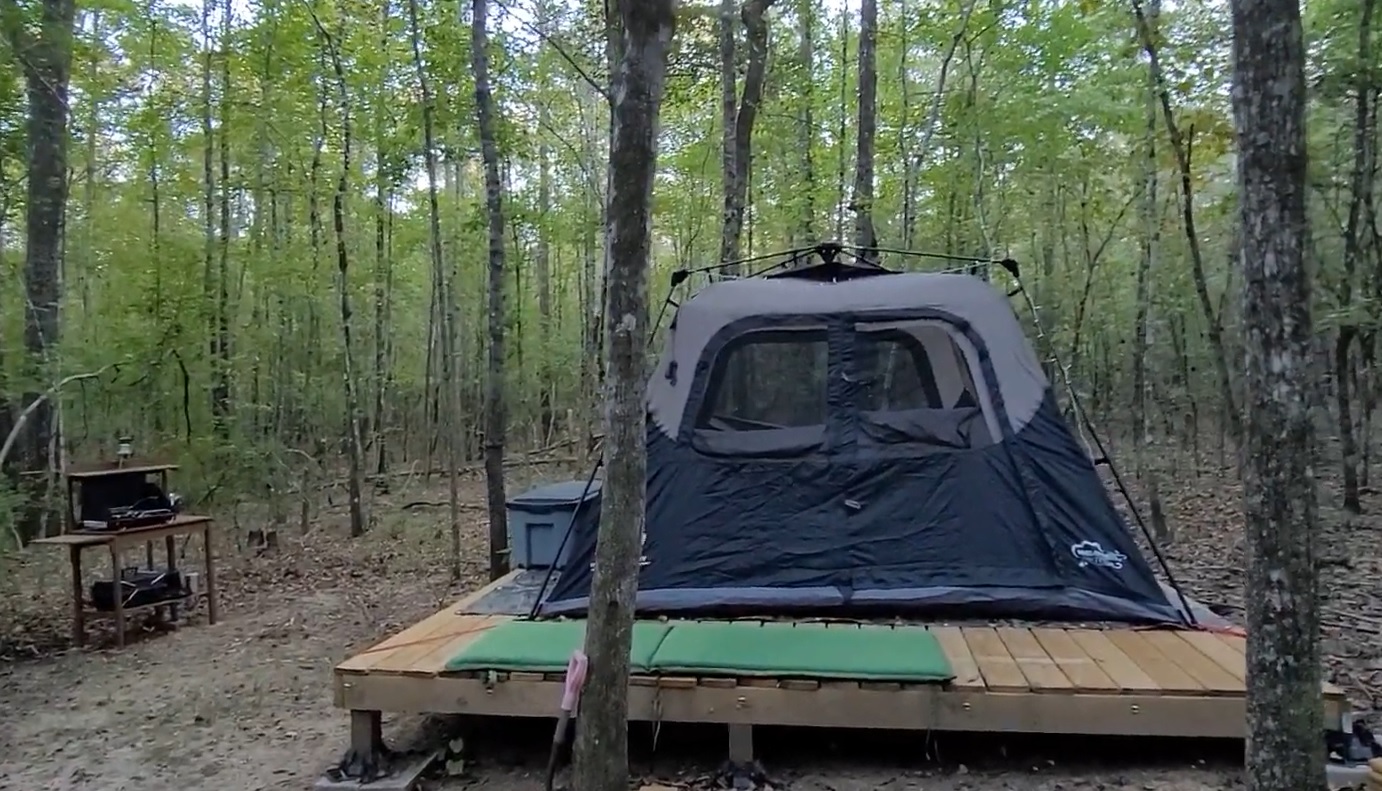 DIY Camping Area Improvement: New Kitchen, Tent Deck, and Picnic Table - Campfire Exploring